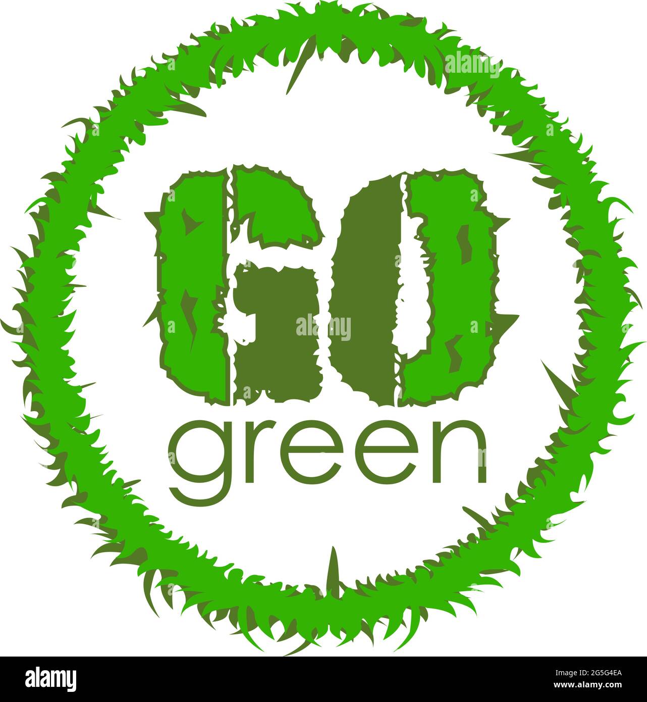 Go green Eco icon with grass. Vector illustration on white background ...