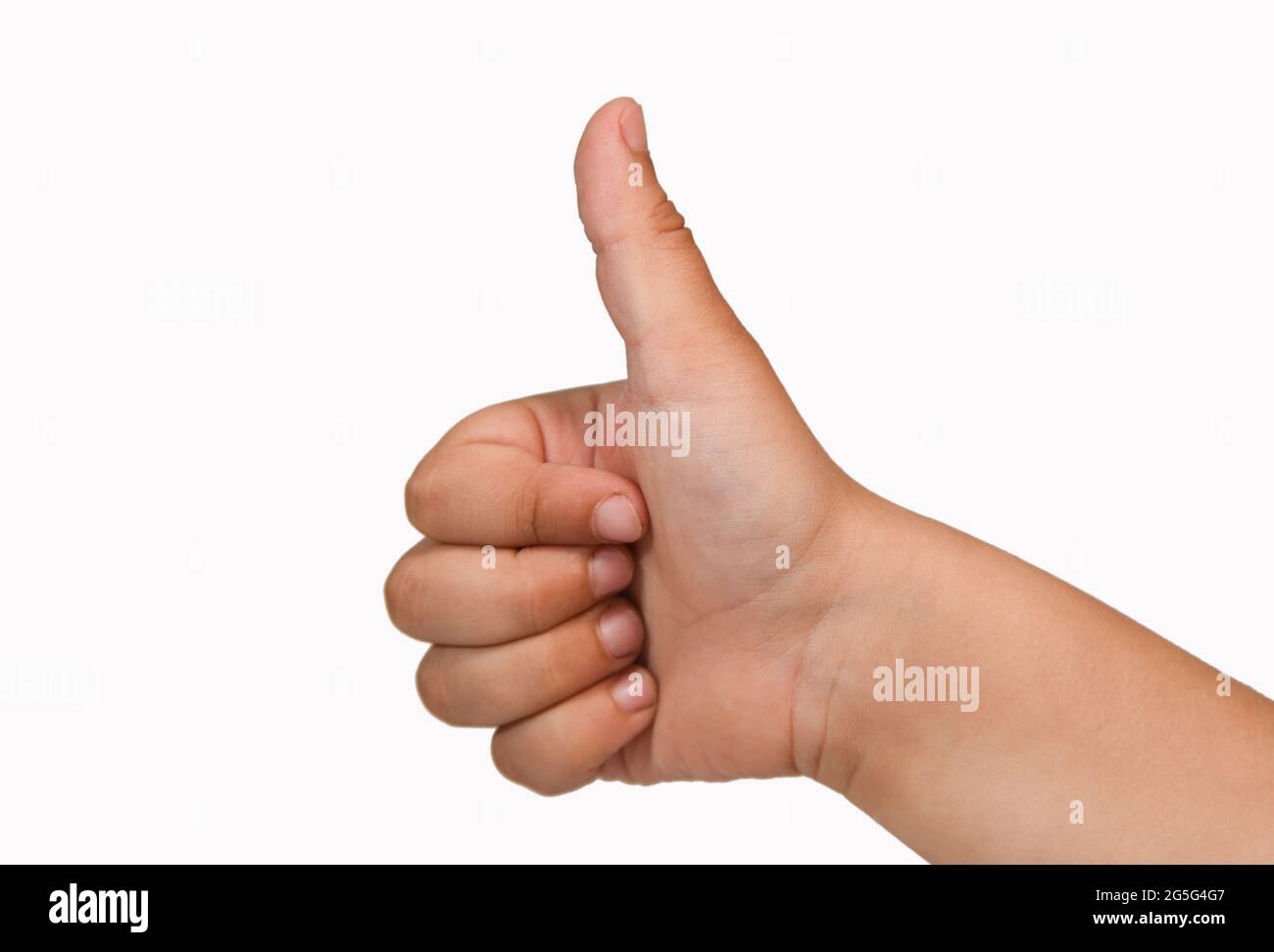 Children hand showing like gesture, isolated, white background Stock ...