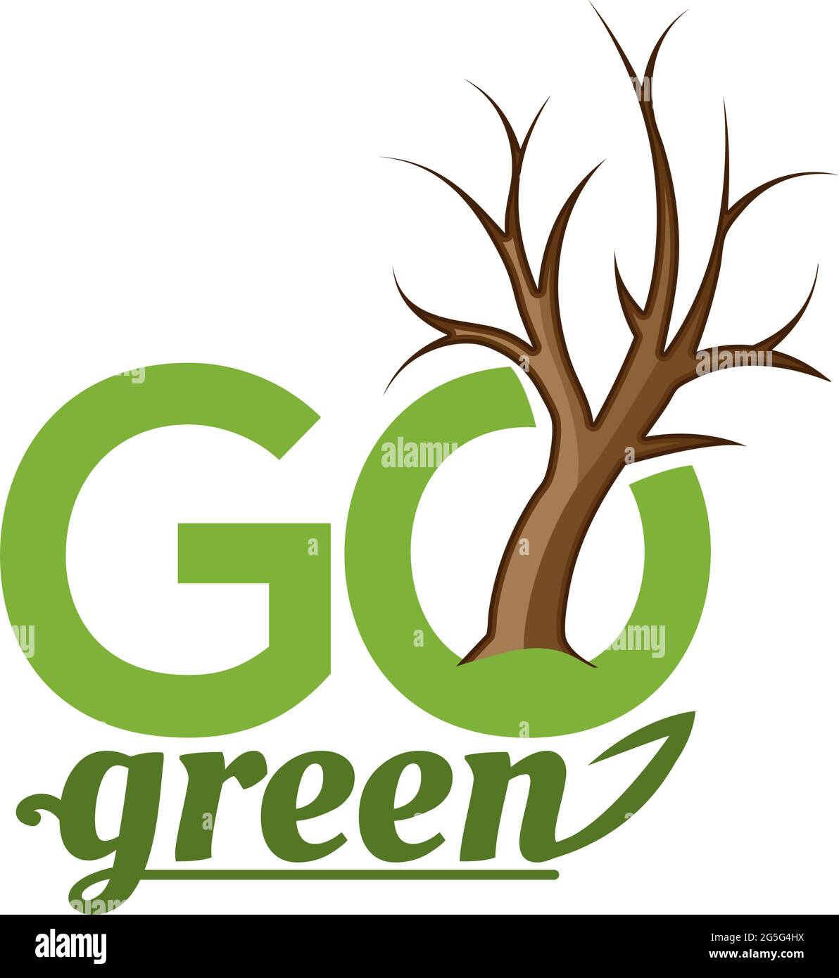Go green Eco icon with dead tree. Vector illustration on white ...