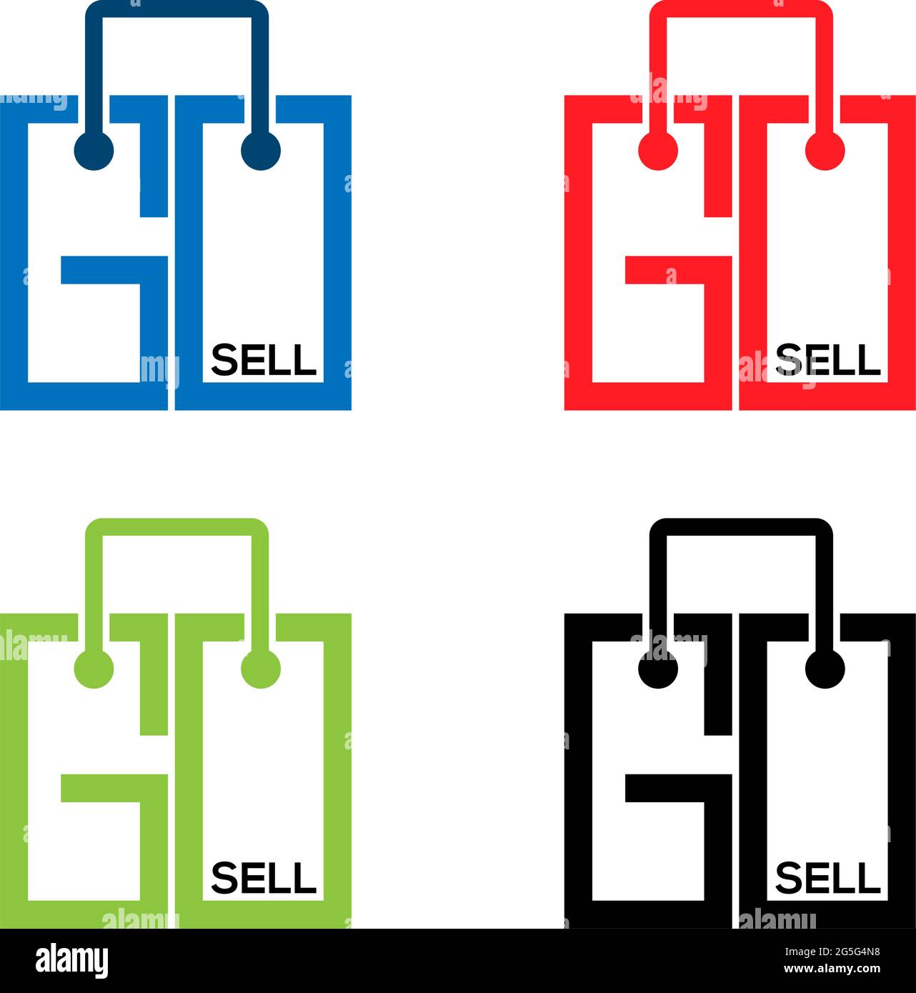 Go sell stock icons. Colorful set icon. label. vector Stock Vector ...