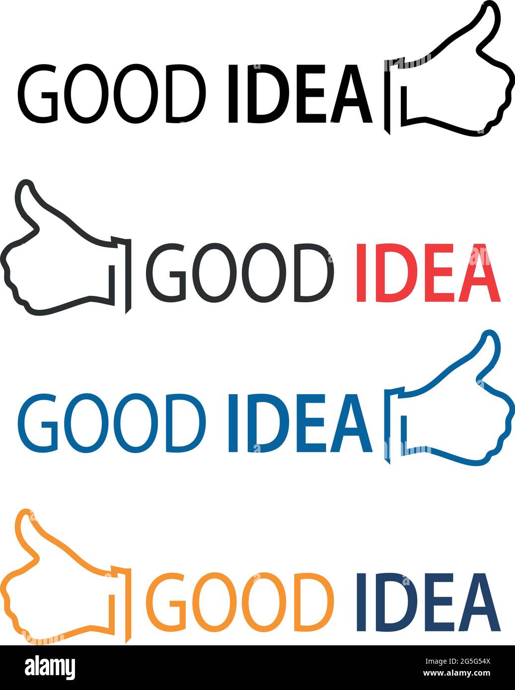 Good idea with thumb. Flat vector illustration on white background ...