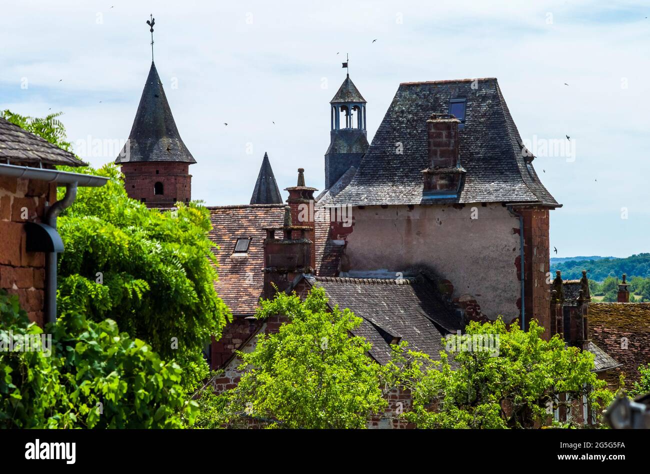 COLLONGES-LA-ROUGE, LIMOUSINE, FRANCE - JUNE 27 2018 : Traditional red ...