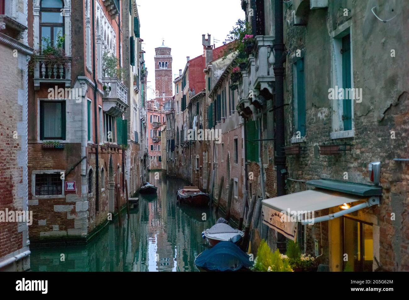 VENICE, ITALY - APRIL 12 2018 : Canal in Venice at the dusk Stock Photo ...