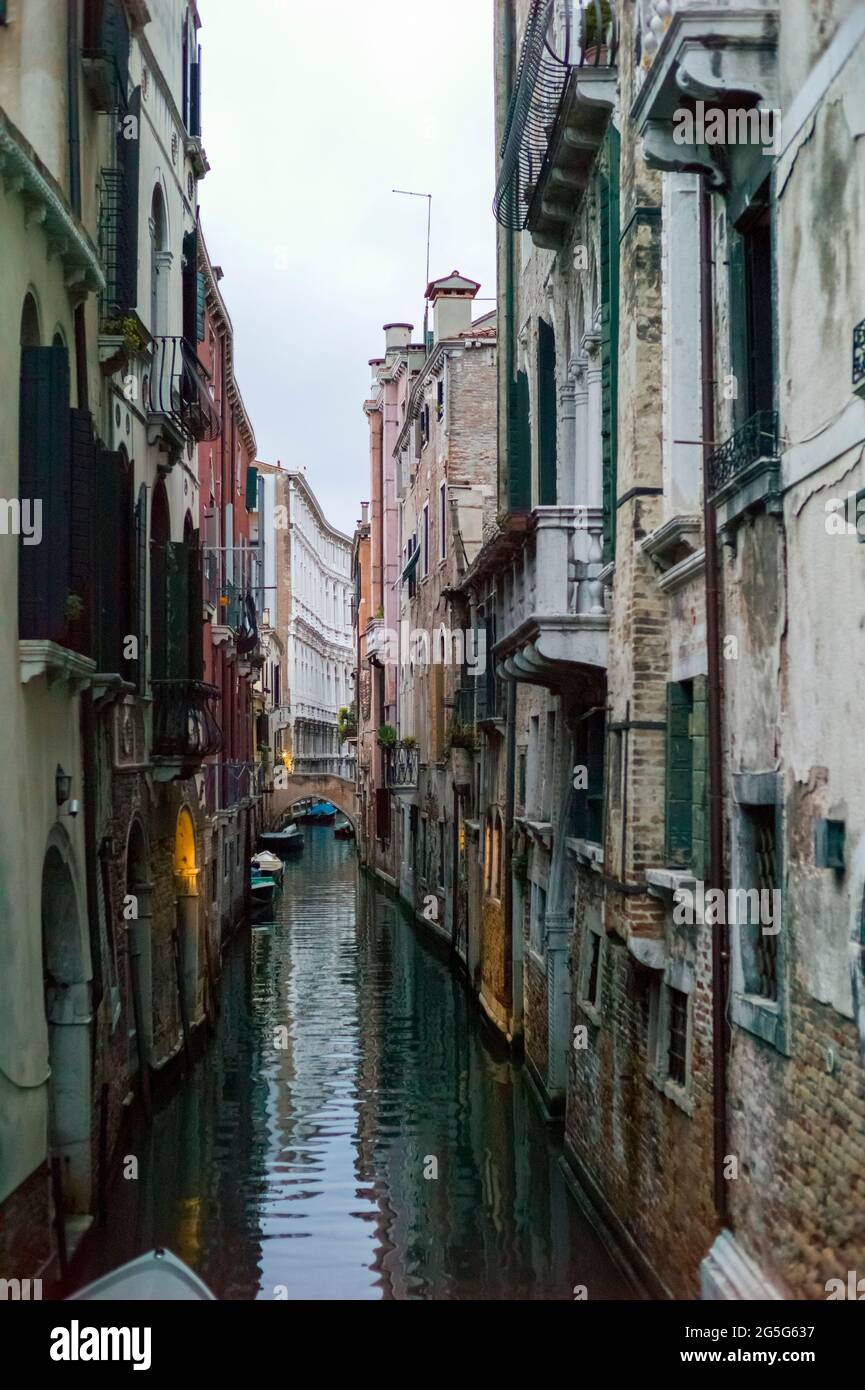 VENICE, ITALY - APRIL 12 2018 : Canal in Venice at the dusk Stock Photo ...