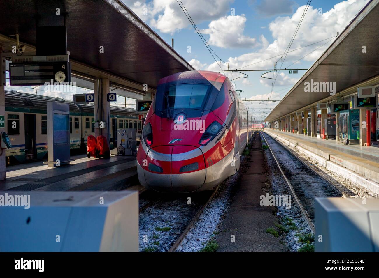 VENICE, ITALY - APRIL 13 2018 : Frecciarossa (Red Arrow) train at ...