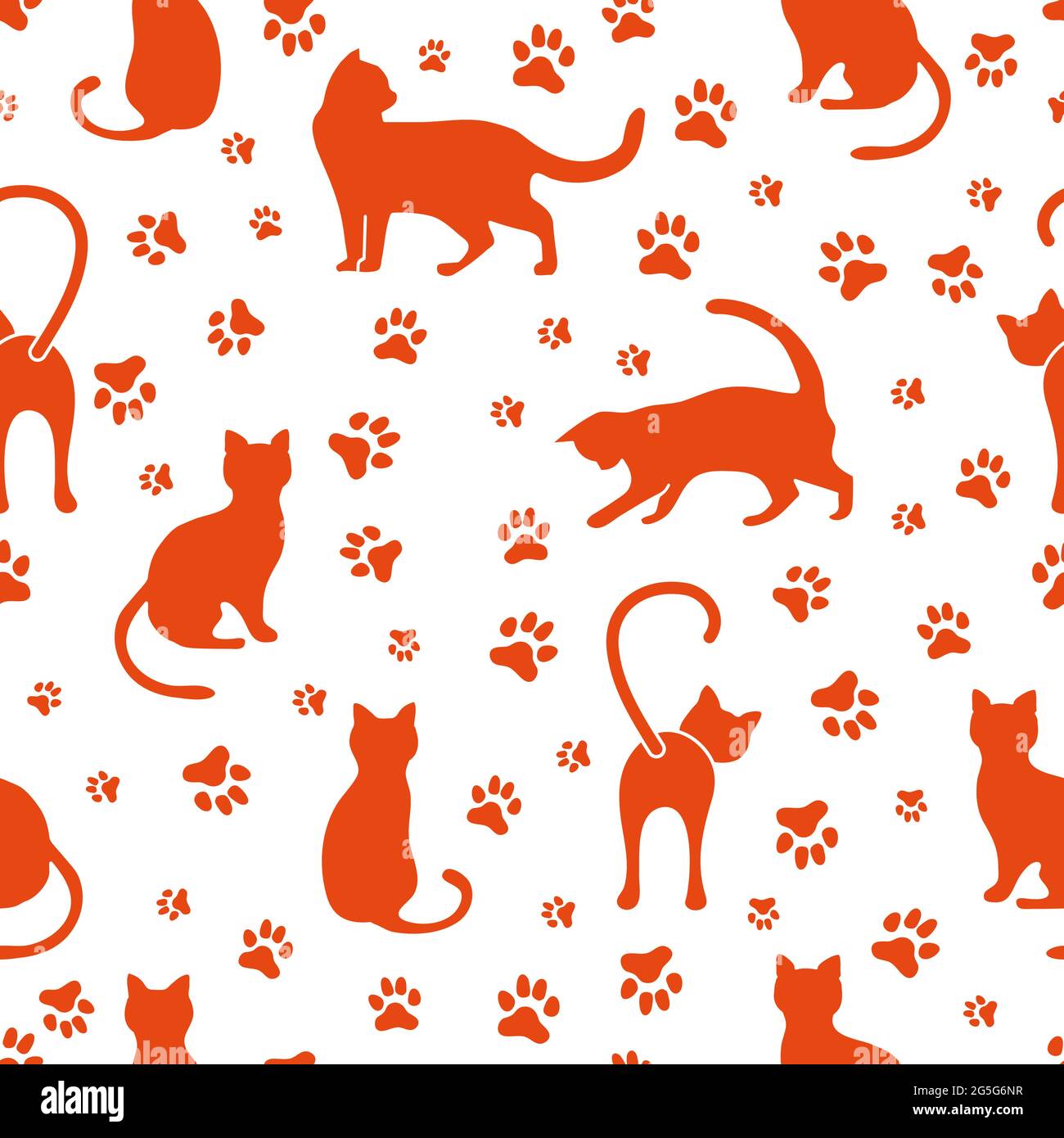 Vector seamless pattern illustration with fun cat. Animal background ...