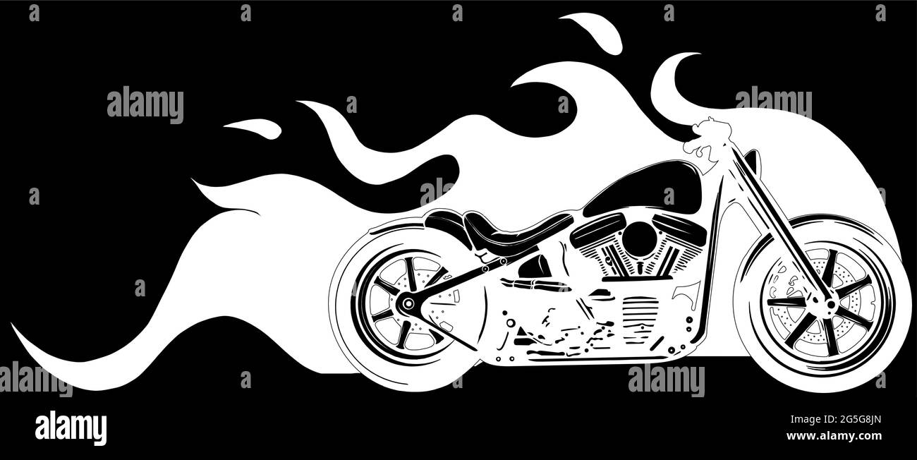 custom motorcycle with flames vector illustration design Stock Vector ...