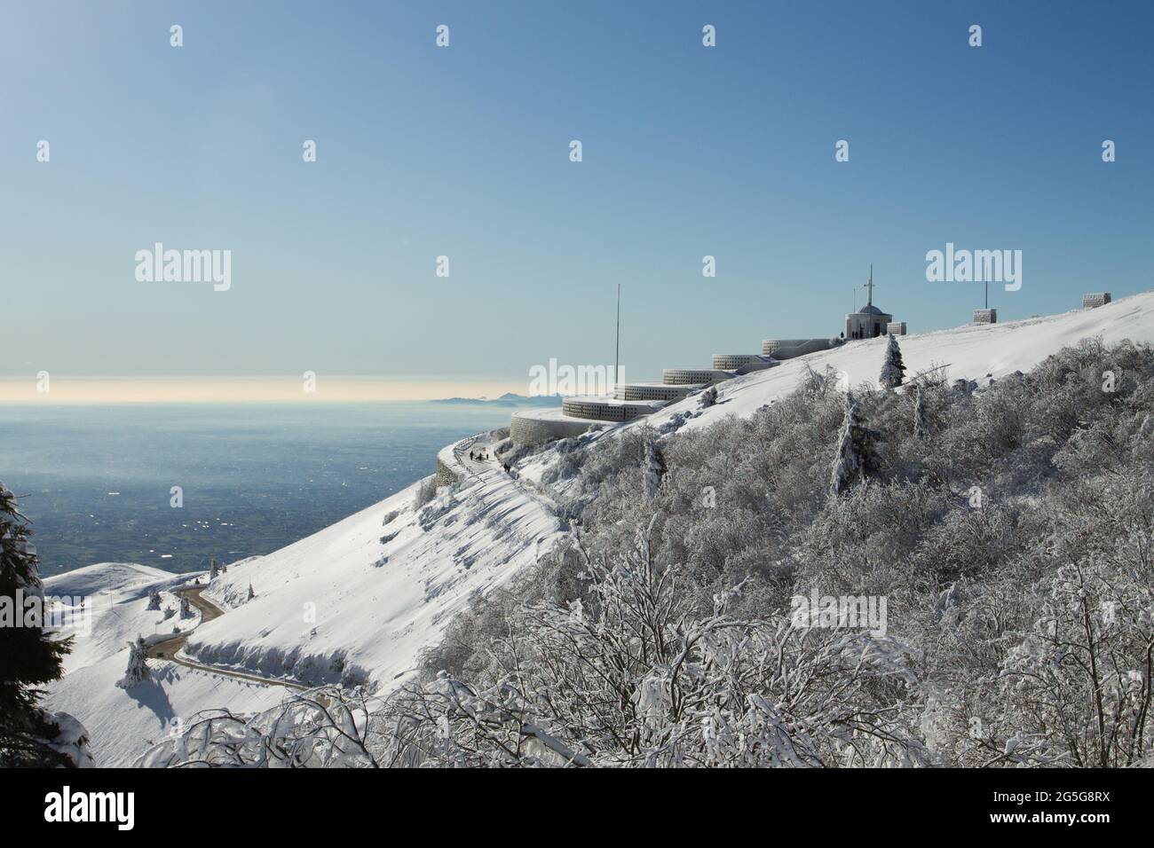 Mountain winter landscape. Mount Grappa with snow. Italian Alps Stock ...
