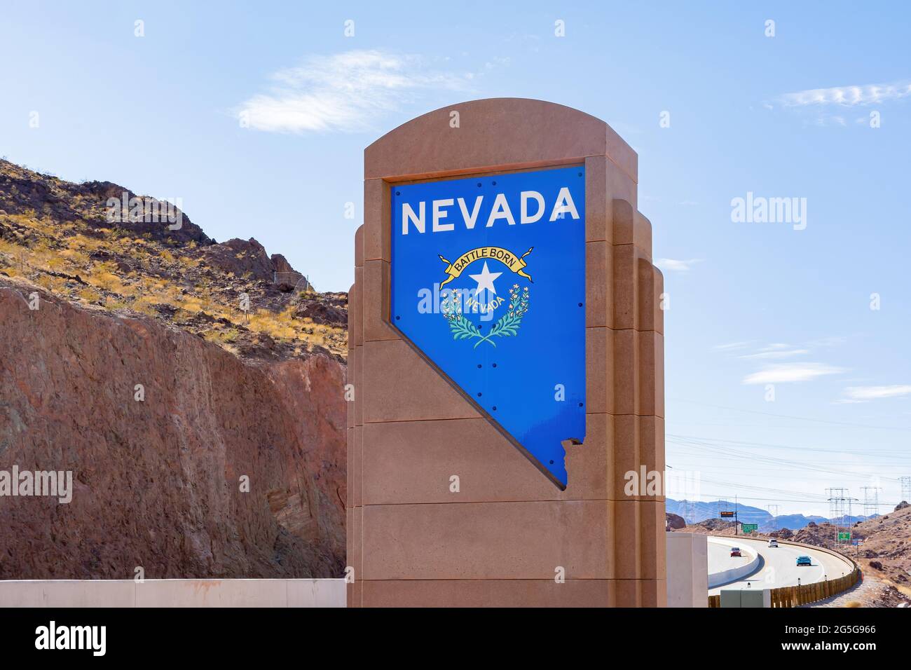 Sunny view of Nevada sign near the border Stock Photo - Alamy