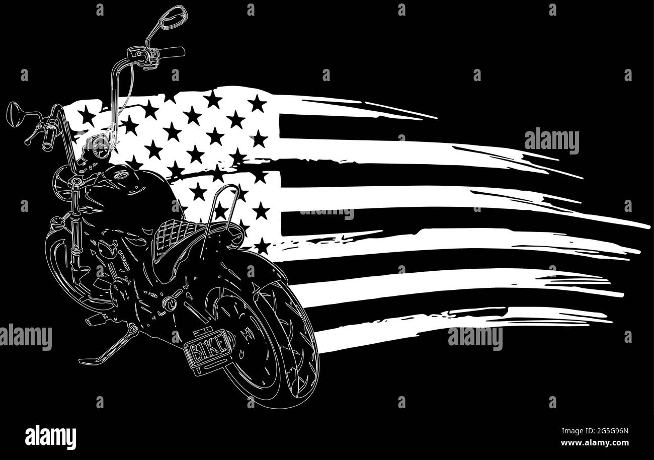 chopper motorcycle with american flag vector illustration Stock Vector ...