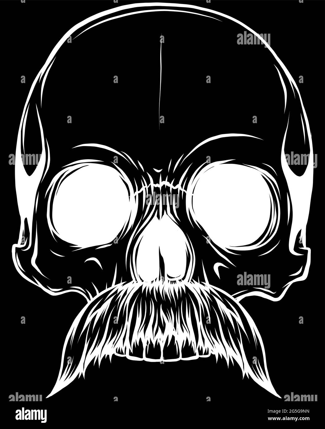 vector illustration of Human skull with moustache Stock Vector Image ...