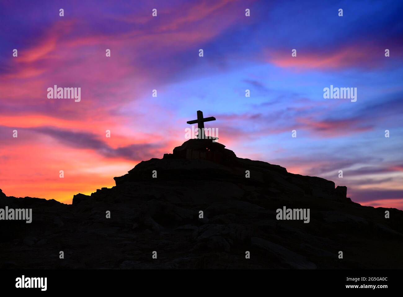 A cross on a Hill top Stock Photo - Alamy