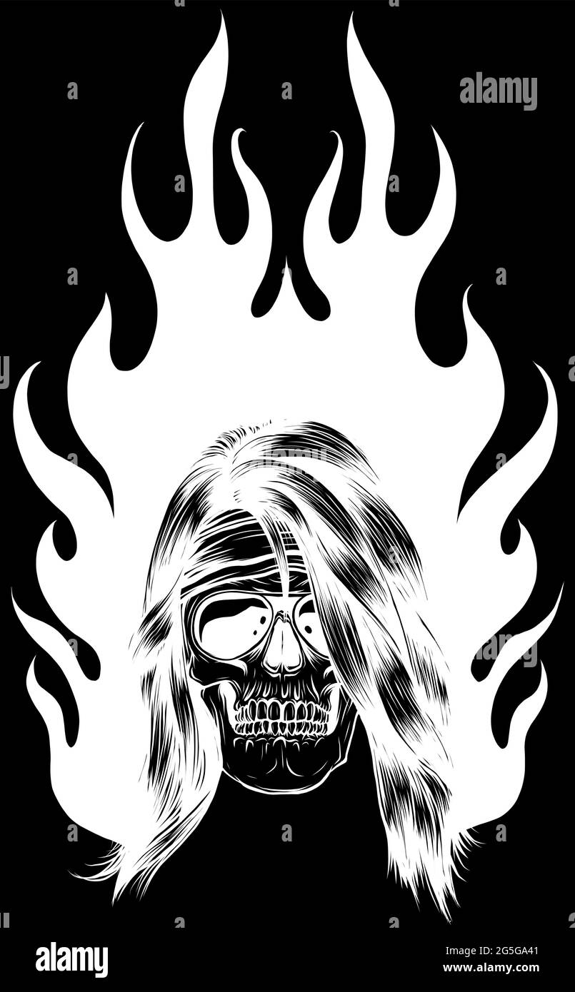 Skull on Fire with Flames Vector Illustration Stock Vector Image & Art ...