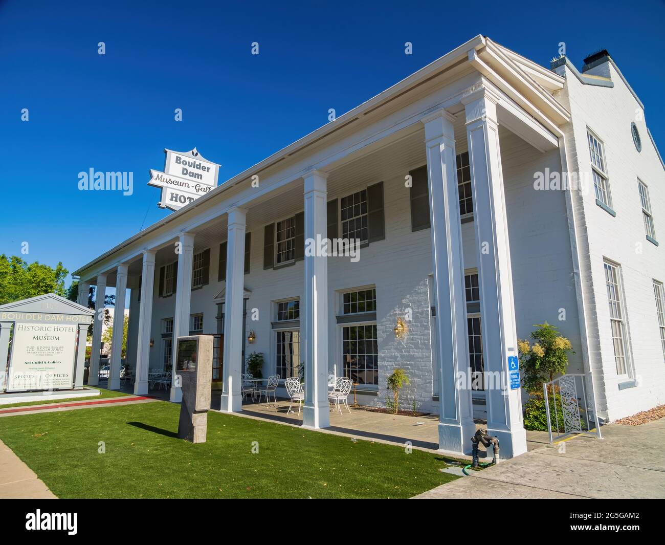 Boulder City, May 6, 2021 - Exterior sunny view of the Boulder Dam ...