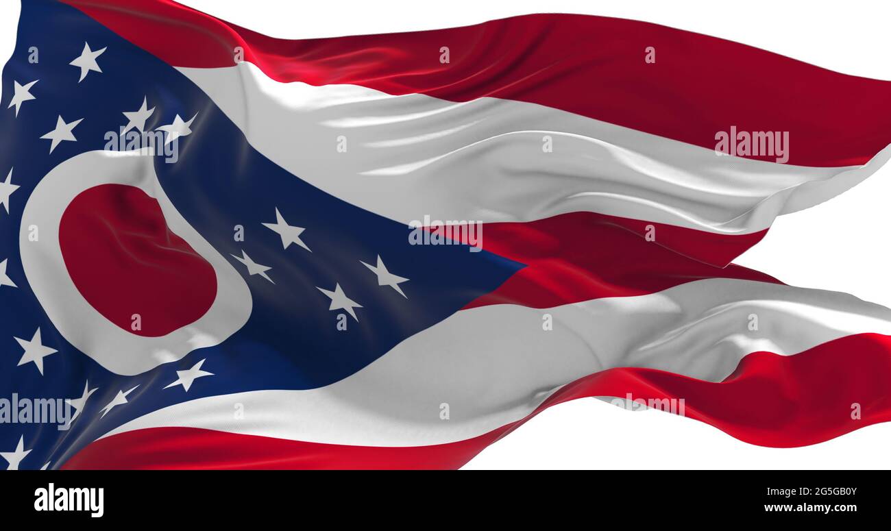 flag of Ohio waving in the wind. Patriotic concept about state. 3d ...