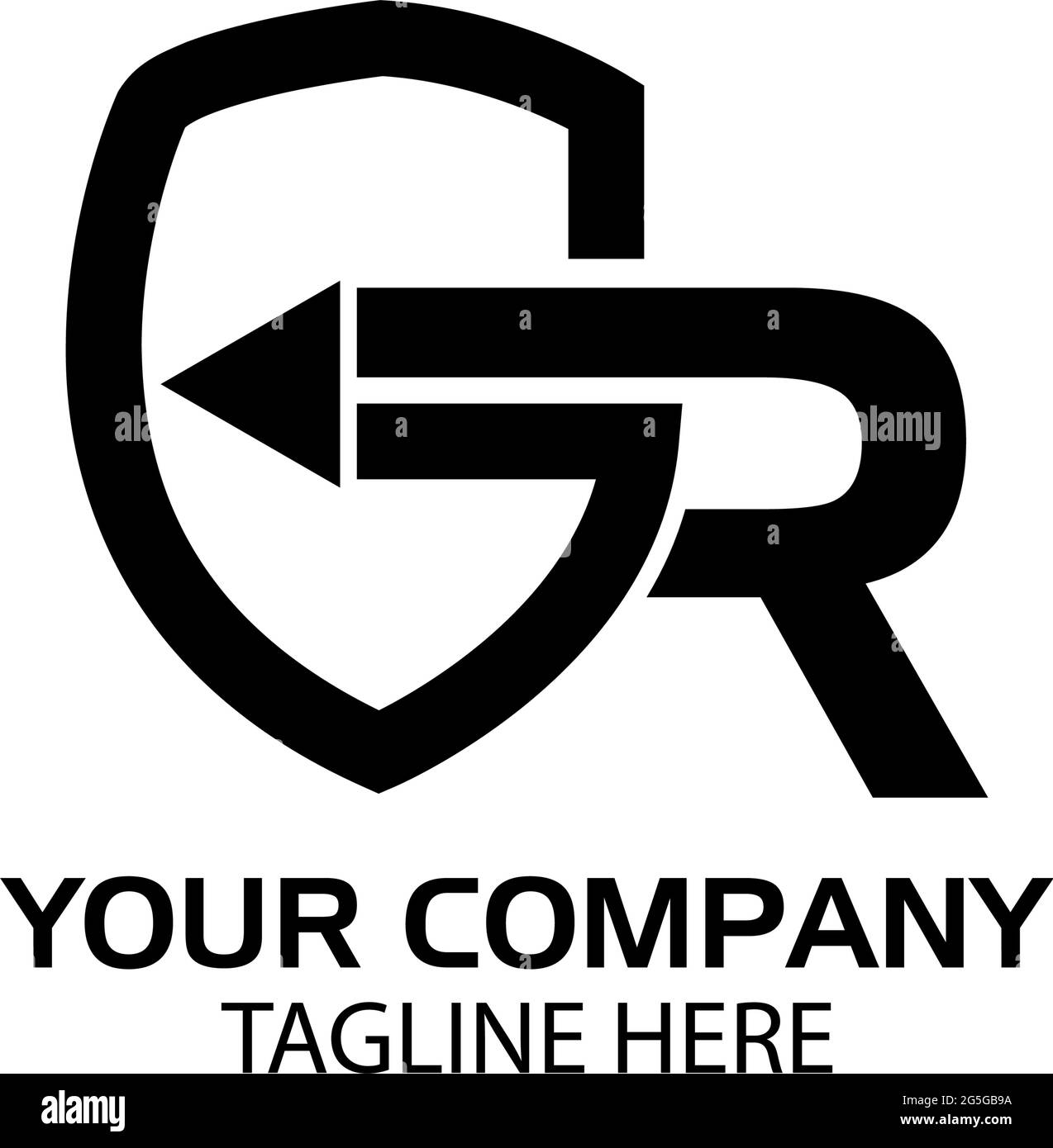 Letter GR logo with arrow, GR initial, flat design. technology logo ...