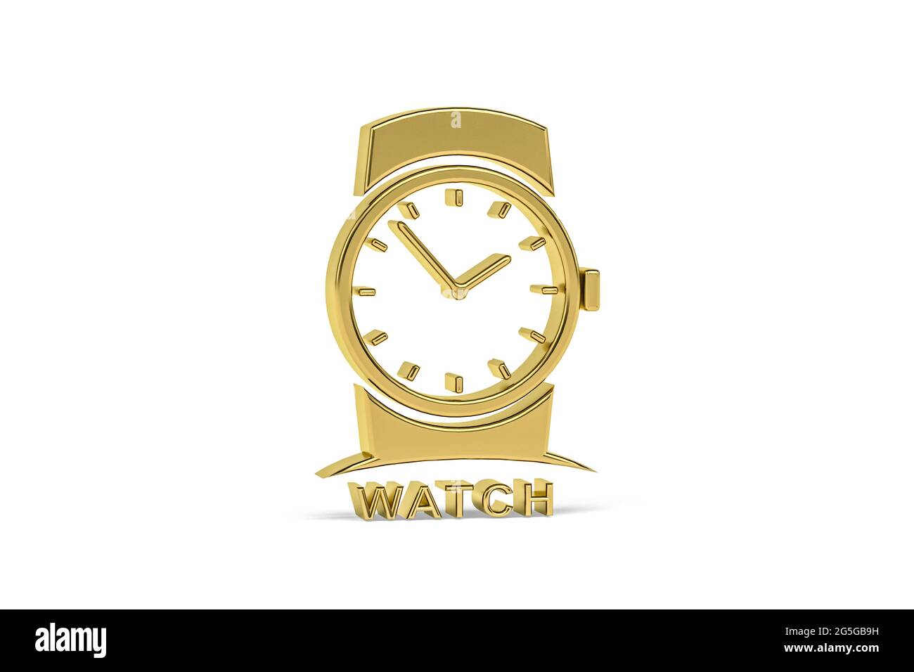 Golden 3d watch icon isolated on white background - 3D render Stock ...