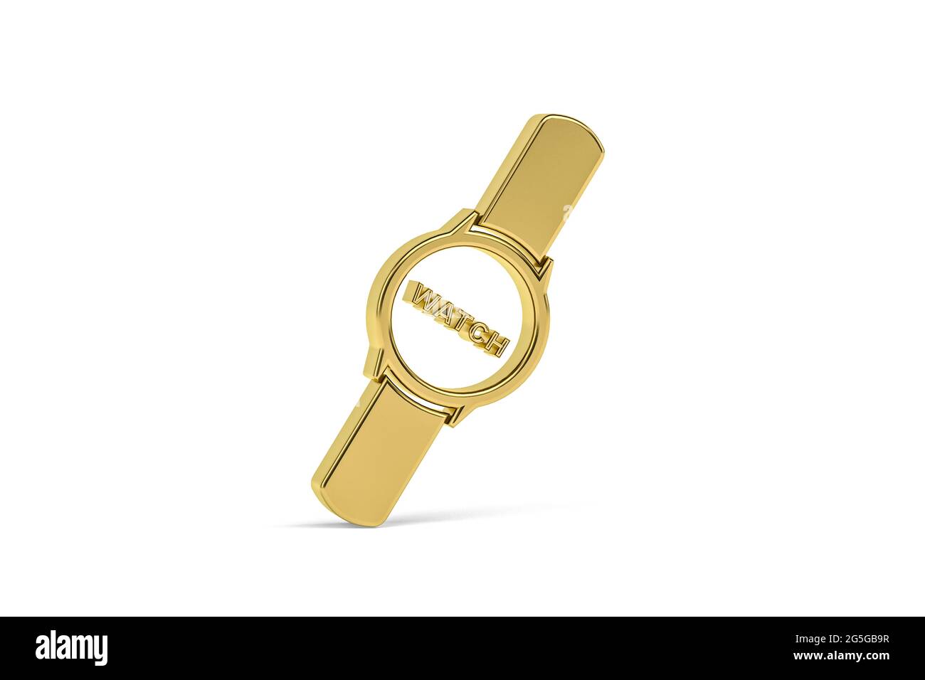 Golden 3d watch icon isolated on white background - 3D render Stock ...