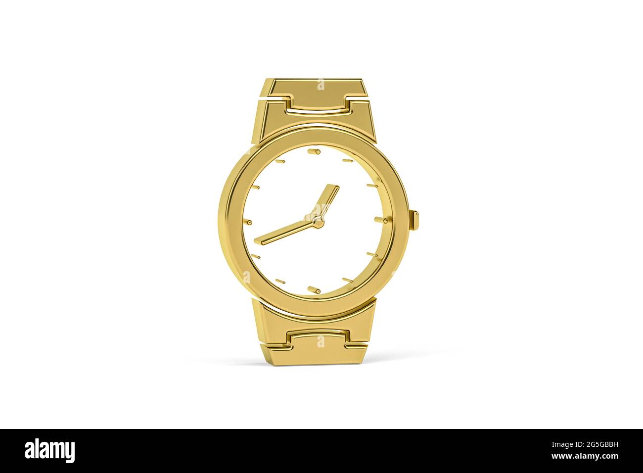 Golden 3d watch icon isolated on white background - 3D render Stock ...