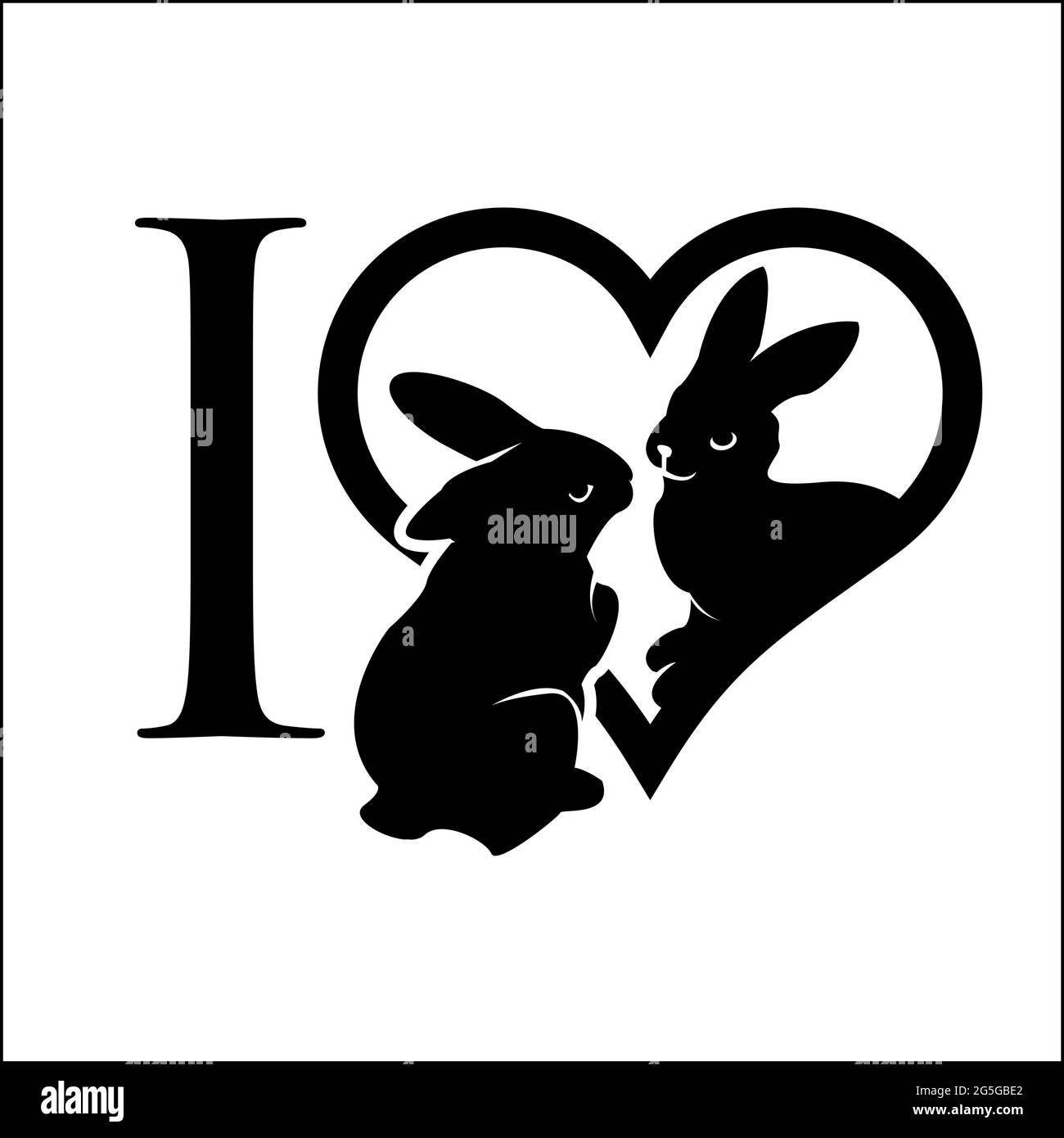 I love rabbit with flat style. Vector Illustration on white background ...