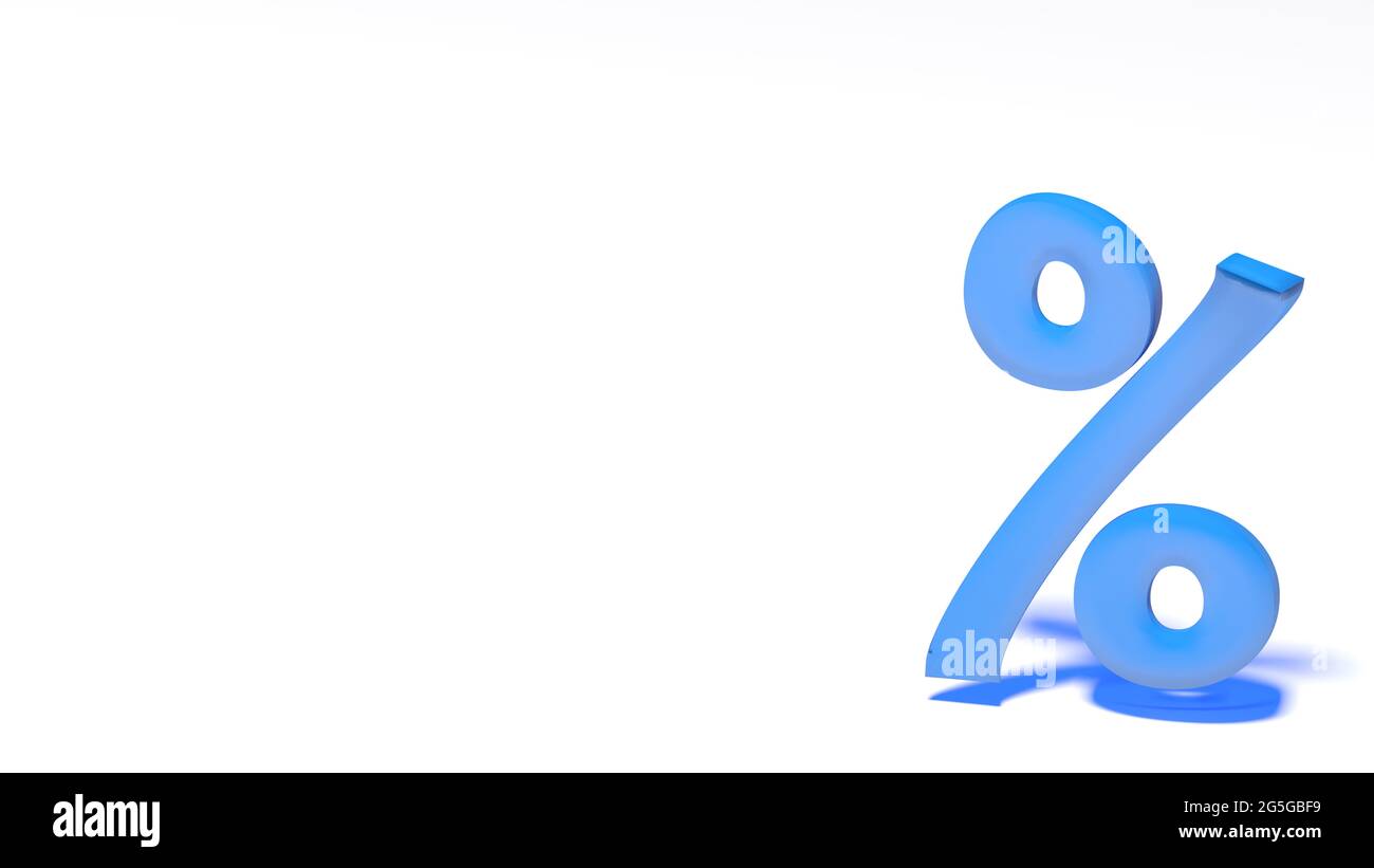 White background with blue percentage sign - 3D rendering illustration ...