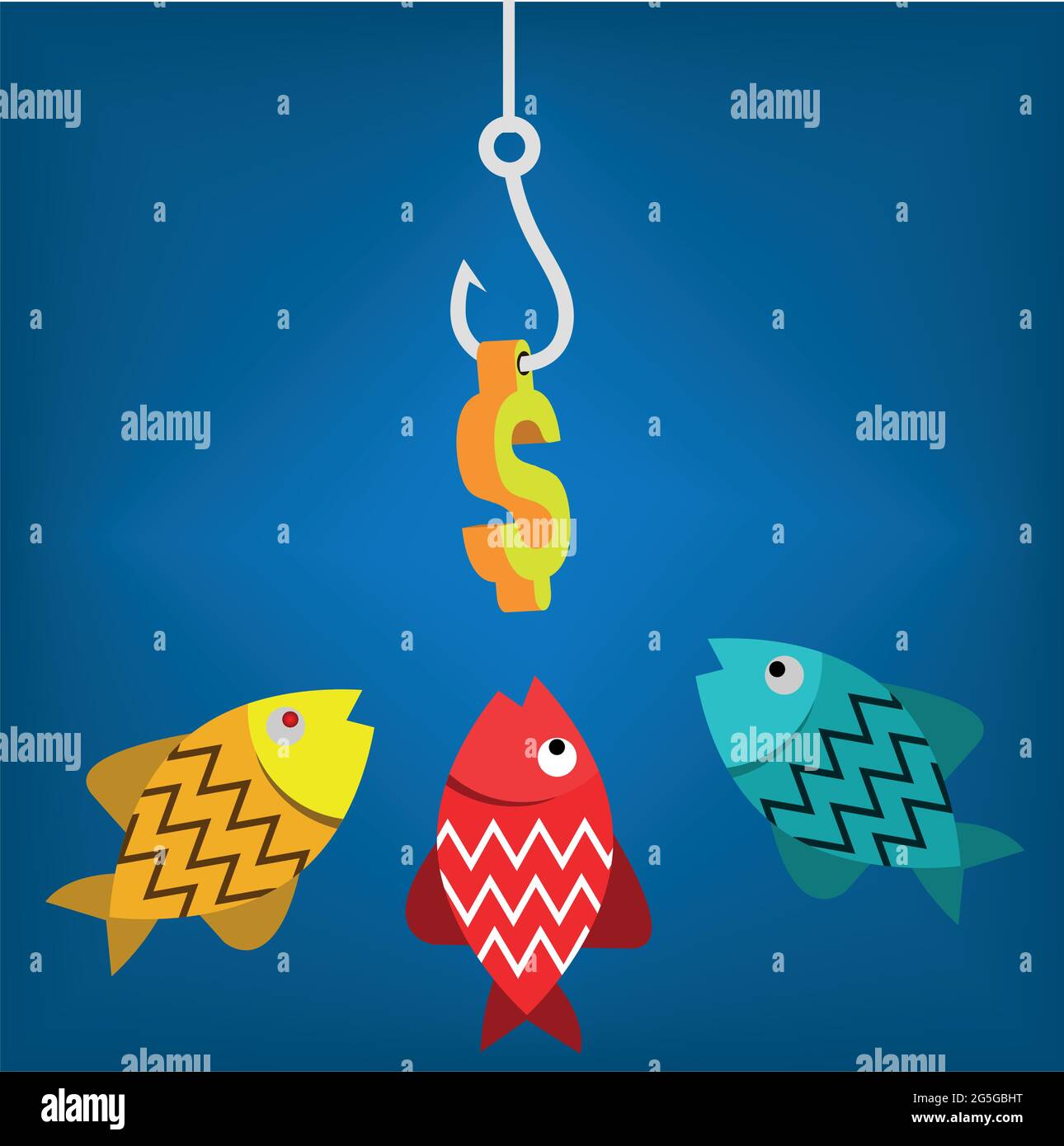 Gold fish, money and fishhook. Vector illustration design Stock Vector ...