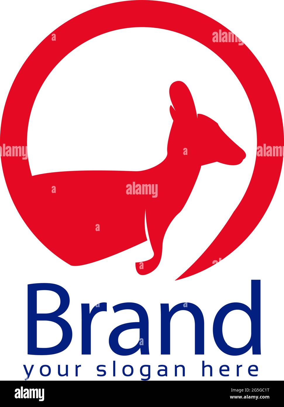 Circle kangaroo logo, flat design. Vector Illustration on white ...