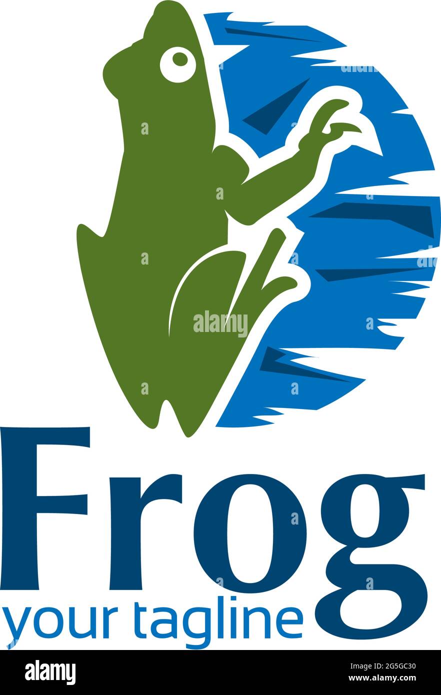 Frog logo in the abstract circle. flat design. Frog silhouette. Vector ...