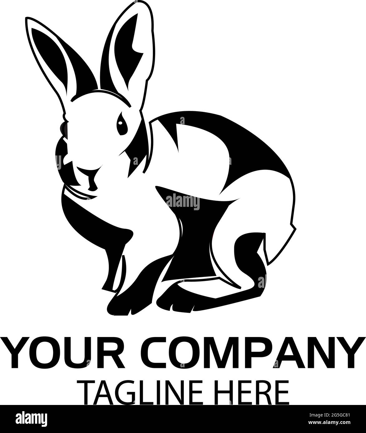 Rabbit silhouette logo, flat design. Vector Illustration on white ...