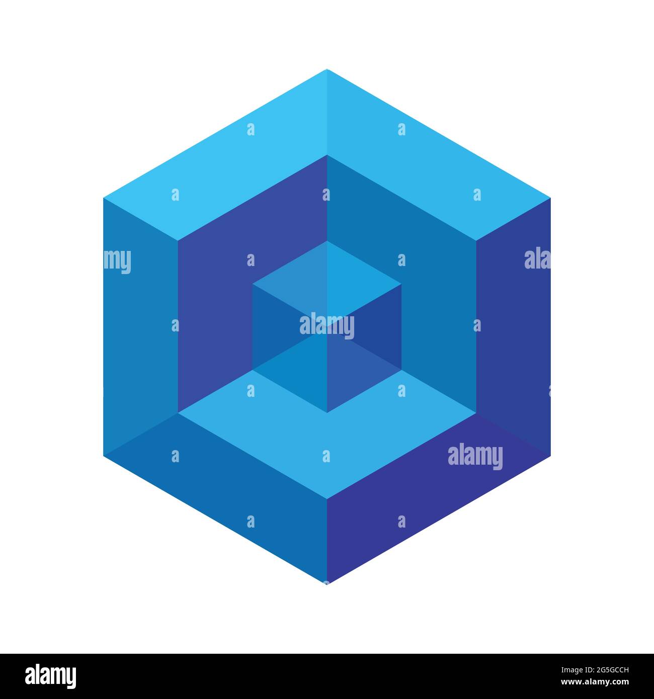 Abstract geometric shapes in isometric projection. Optical illusion ...