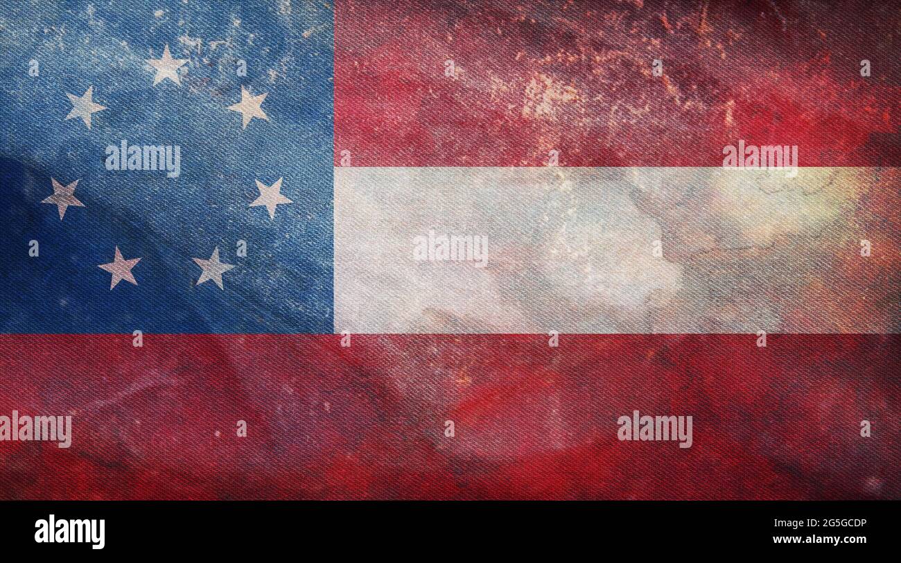 Top view of retro flag of the Confederate States of America March 1861 ...