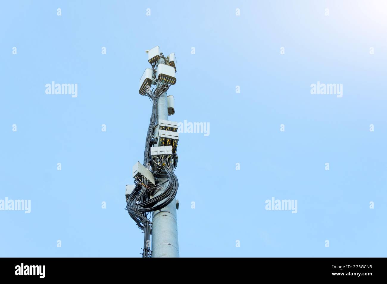 Cellular macro Base Transceiver Station. Telecommunication tower ...