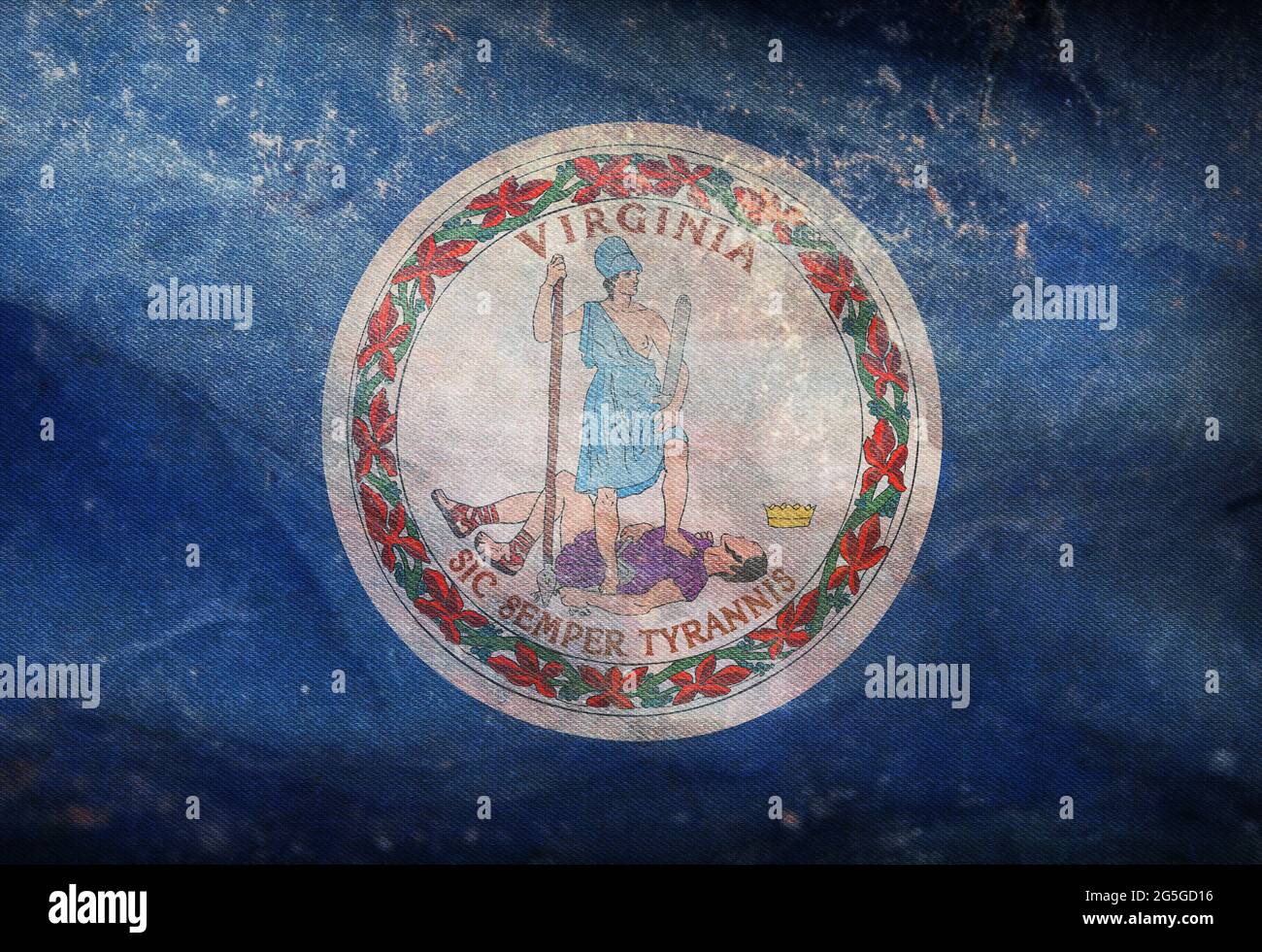 Top view of retro flag of Virginia with grunge texture. Flag background ...