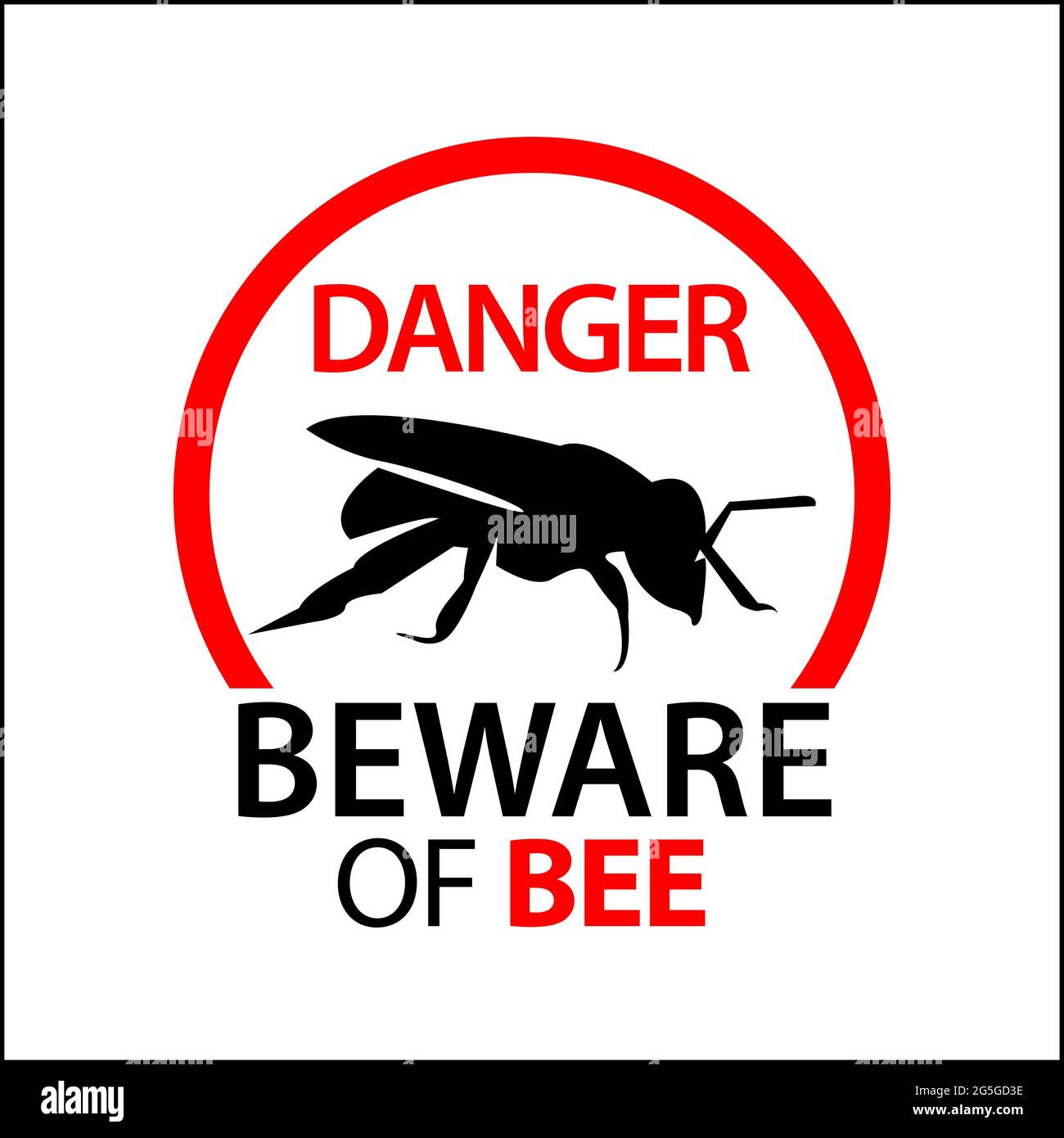 Beware of bee sign, Vector Illustration on white background Stock ...