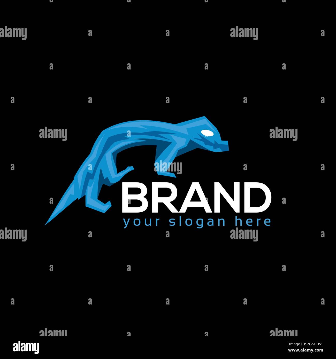 Lizard logo template. Vector illustration on black background Stock ...