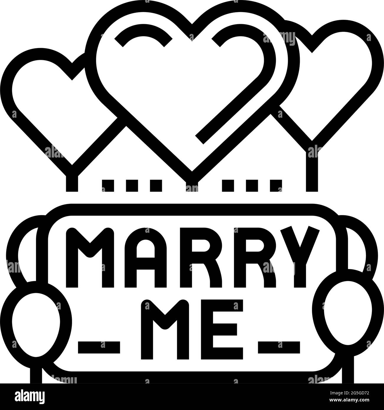 proposal marry me balloons line icon vector illustration Stock Vector ...