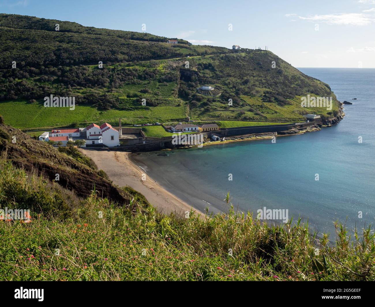 Porto Pim beach and Monte da Guia seen from Monte Queimado Stock Photo ...