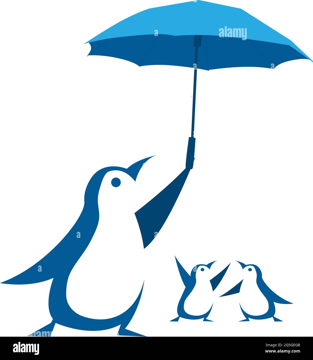 Penguin protect their children with umbrella. .Vector illustration ...