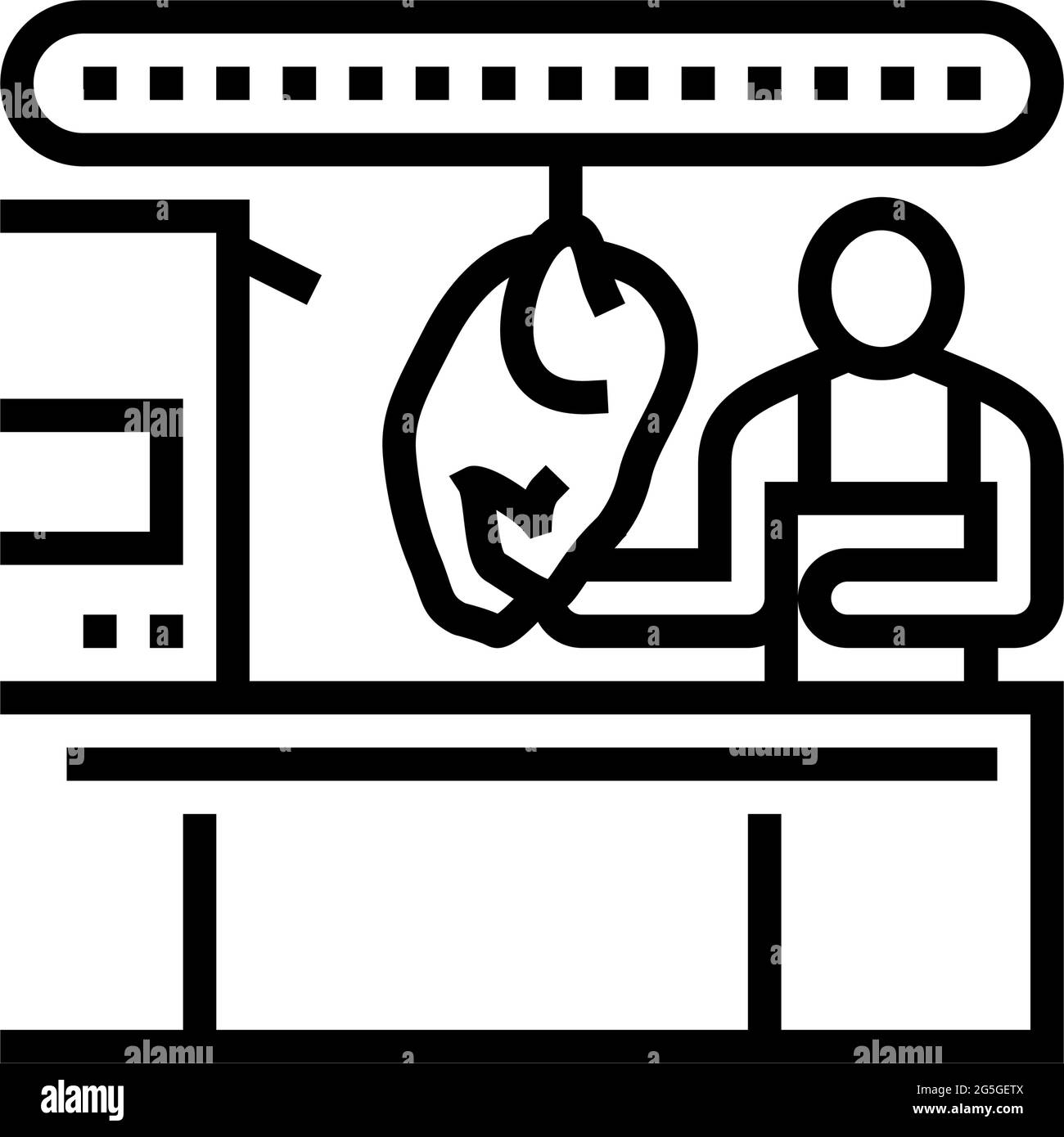 worker control chicken carcass in factory line icon vector illustration ...