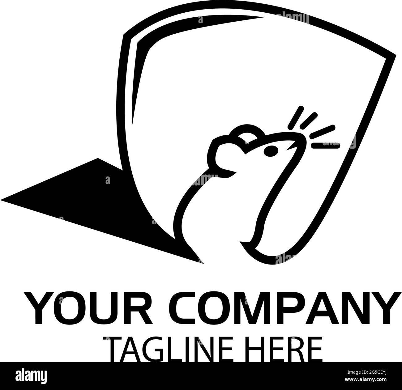 Mouse line logo, rat shield icon. flat design. Vector Illustration on ...