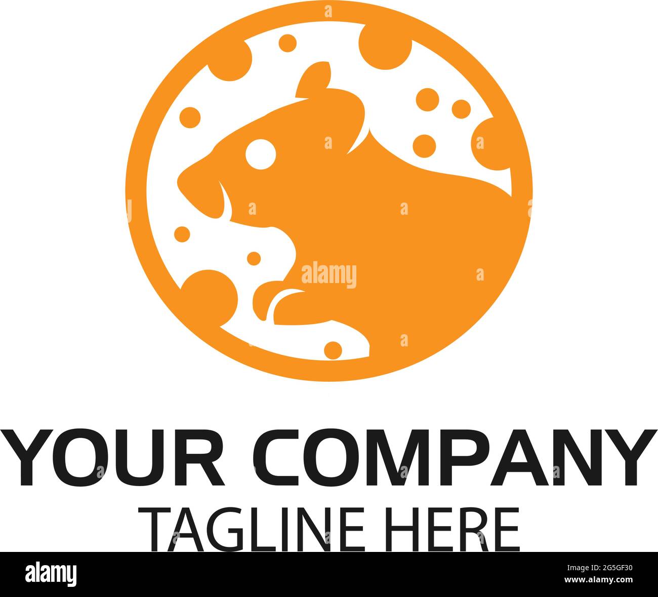 Orange Mouse logo, flat design. Vector Illustration on white background ...