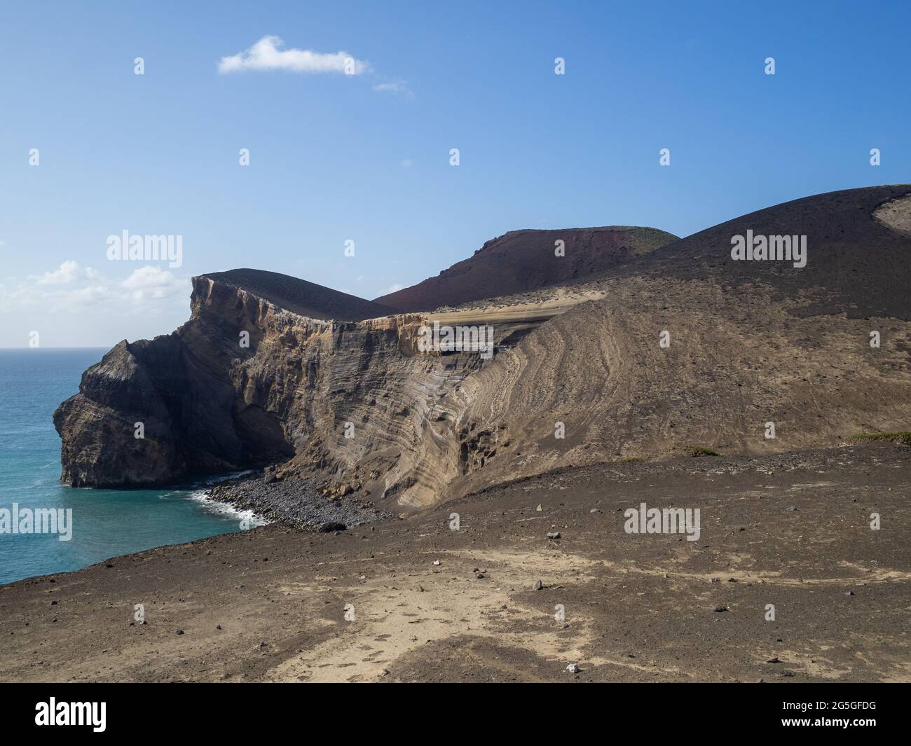 Capelinhos volcanic crater by the Atlantic Ocean Stock Photo - Alamy