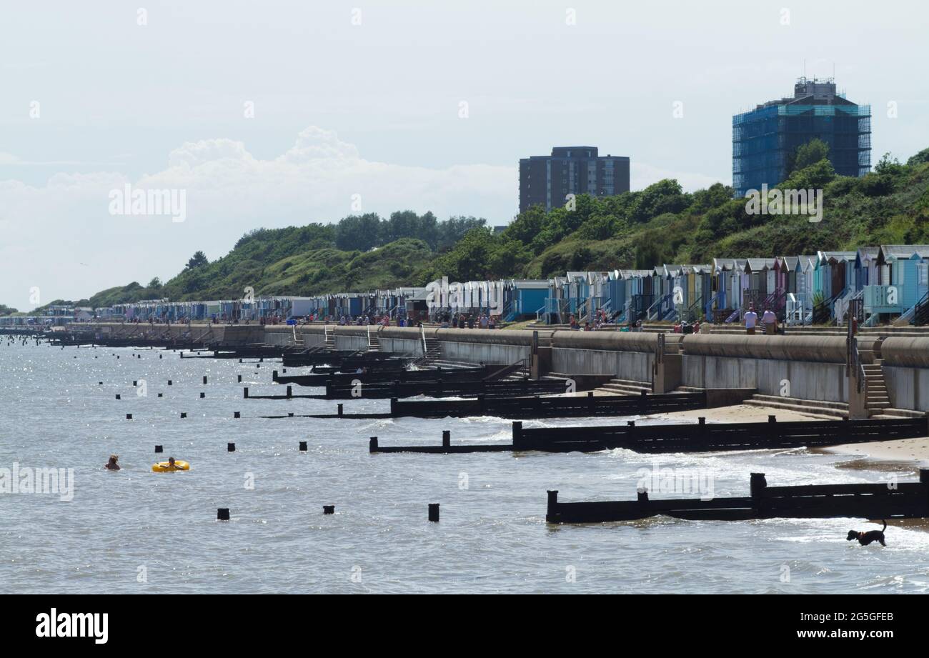 Frinton on Sea, Essex, a view of the seafront with beach huts Stock ...