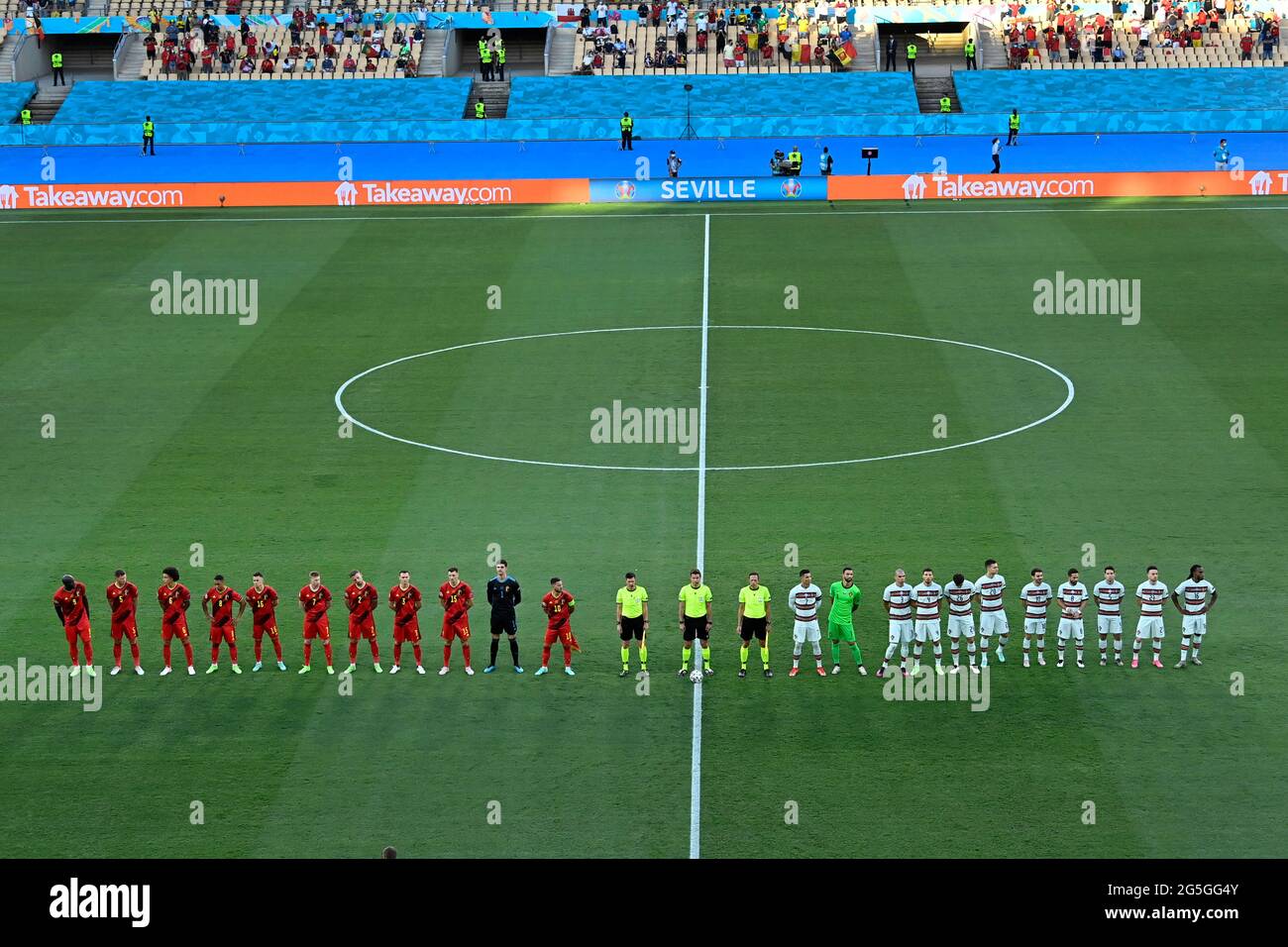 Belgium's players and Portugal's players pictured ahead of the round of ...