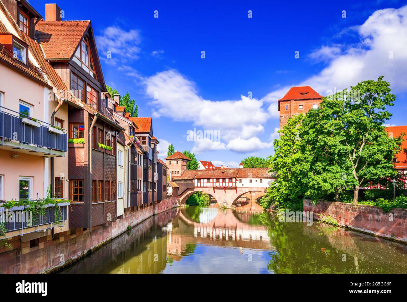 Nuremberg, Germany. Colourful and picturesque view of the half-timbered ...