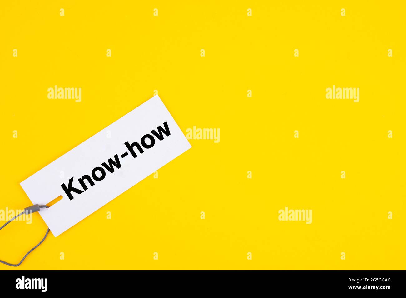 Atop view of a label with "know-how" text on a yellow background Stock ...