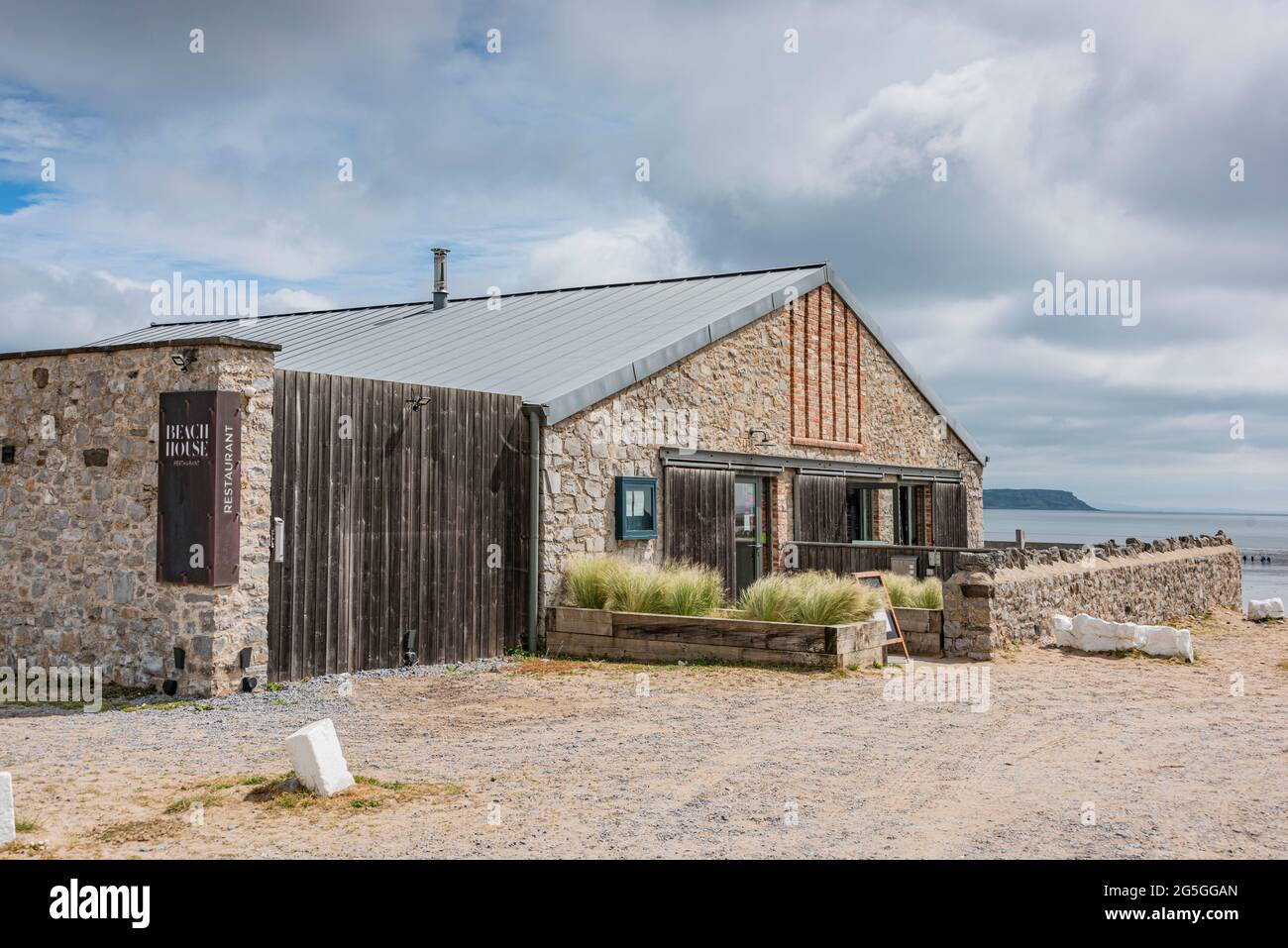 Exterior views of Hywel Griffith's Beach House restaurant at Oxwich Bay ...