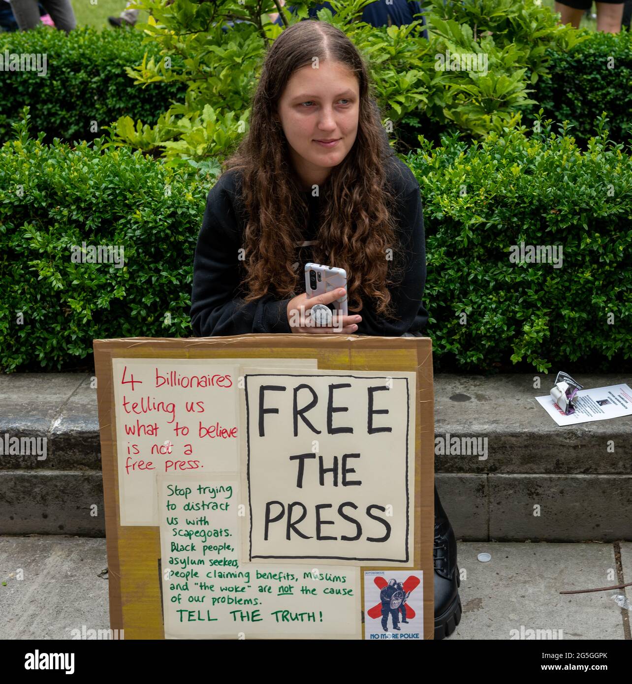 London. UK- 06.27.2021. A Free The Press protest in Parliament Square ...
