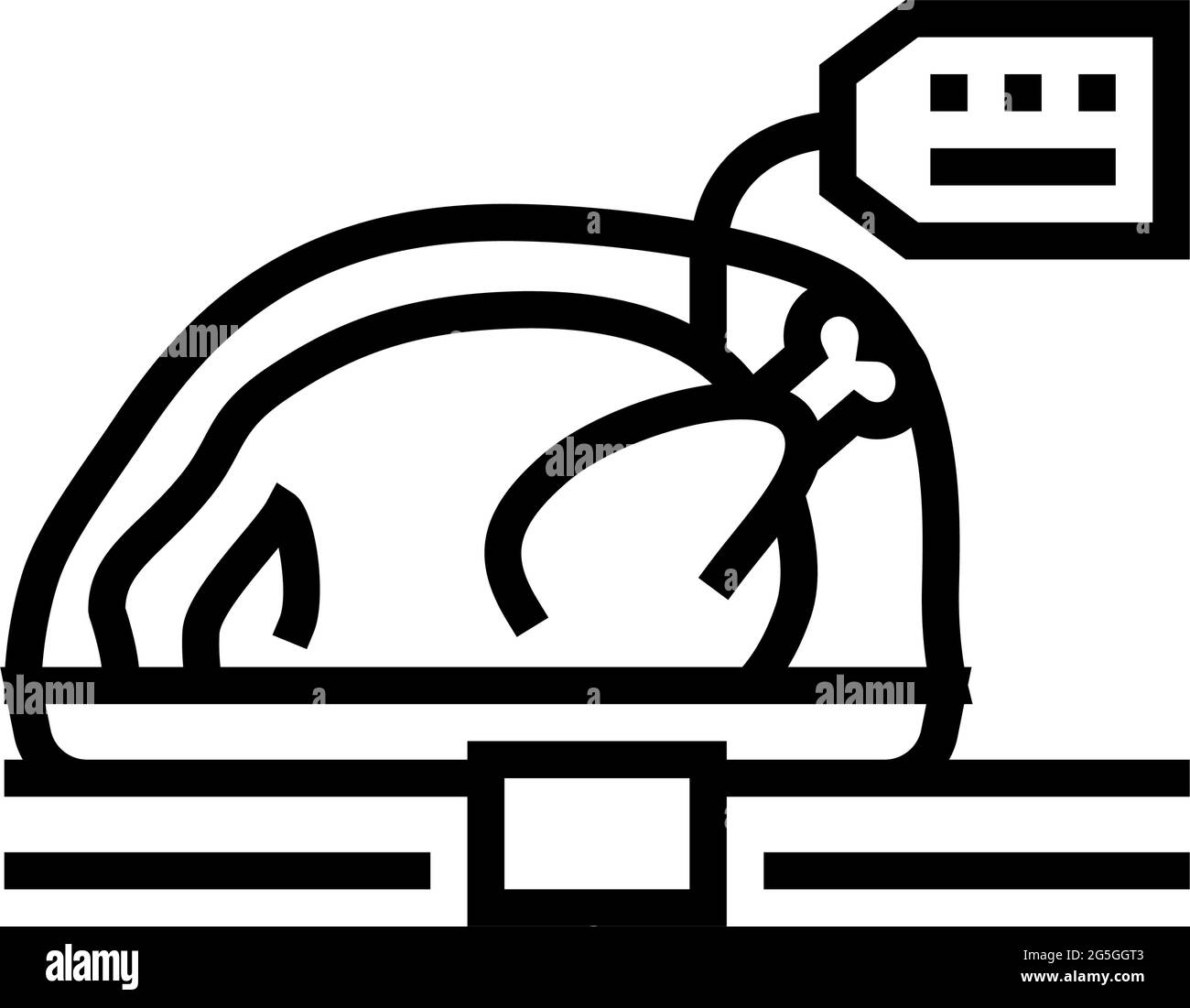 chicken carcass in package on market counter line icon vector ...
