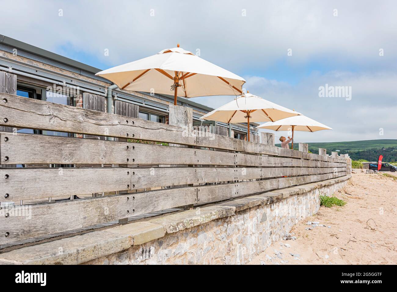 Exterior views of Hywel Griffith's Beach House restaurant at Oxwich Bay ...